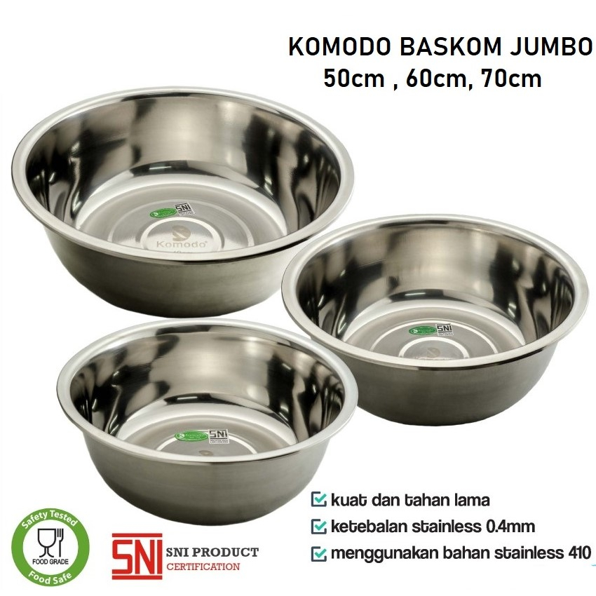 Jual Komodo Baskom Stainless Steel Jumbo 50 60 70 cm Baskom Stenlis ...