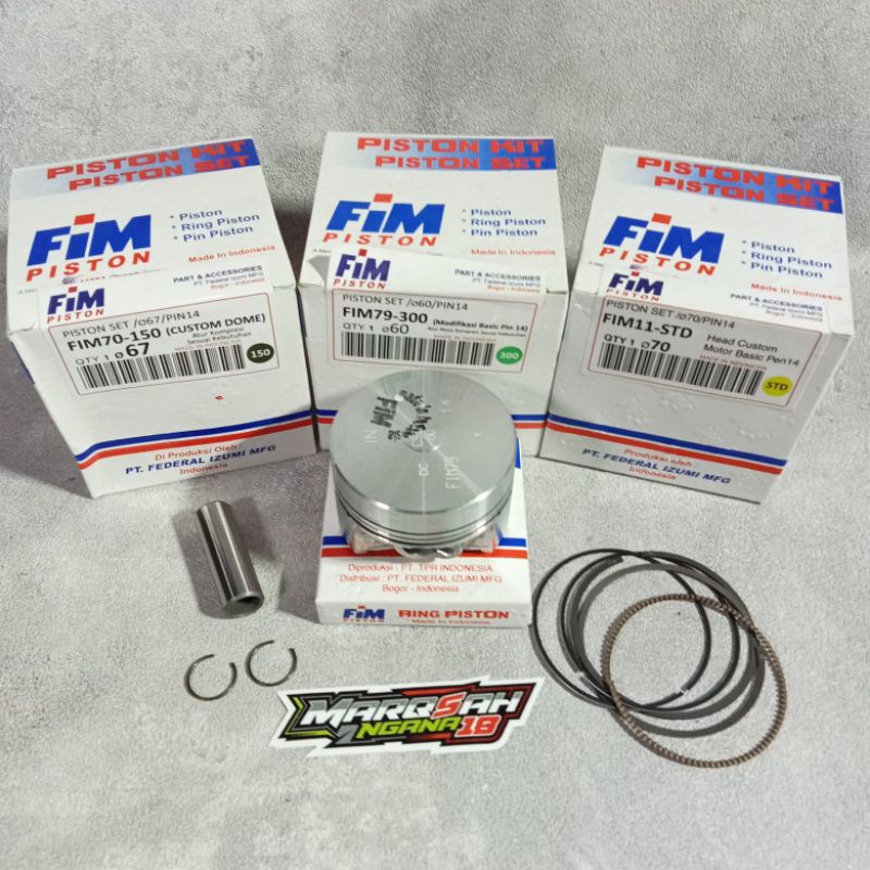 Jual PISTON FIM PIN 14 60 61 62 63 64 65 66 66.5 68 70 CUSTOM DOME ...
