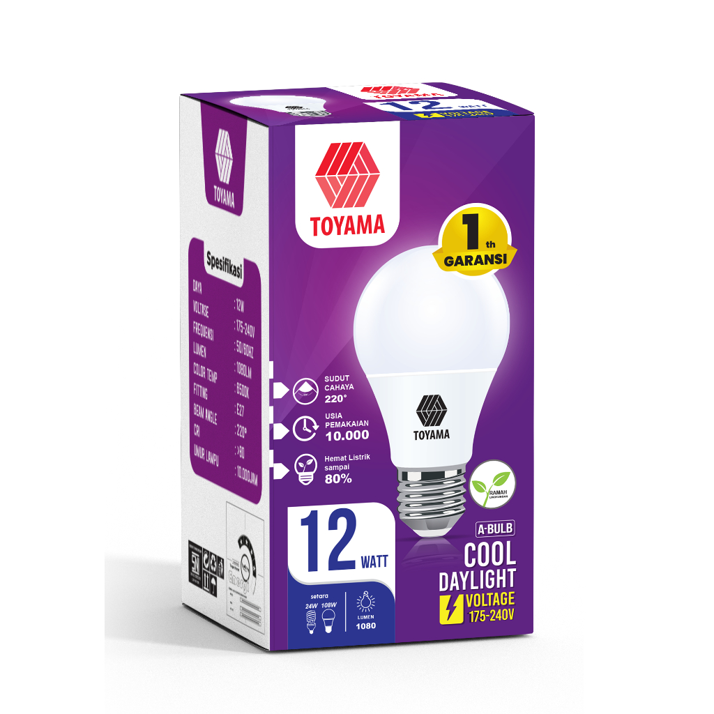 Jual Toyama Lampu LED 12W Bohlam 12 Watt Putih Bulb 12Watt | Shopee ...