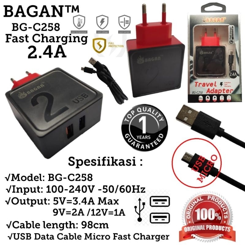 Jual CHARGER BAGAN BG-C258 (2USB) FAST CHARGER 2.4A | Shopee Indonesia