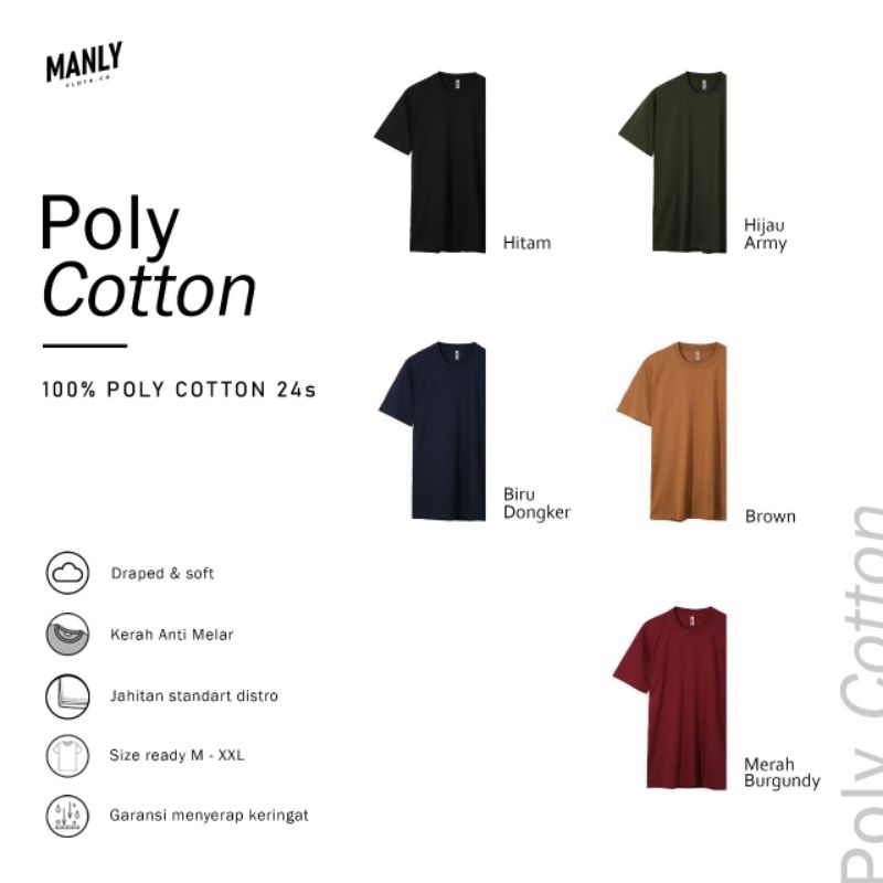 Jual KAOS POLOS POLYCOTTON 24s ( 100% Polyester Premium dengan Handfeel ...