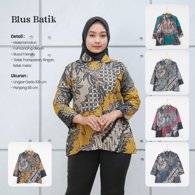 Jual Blus Batik Lengan Panjang - Joglo Batik | Shopee Indonesia