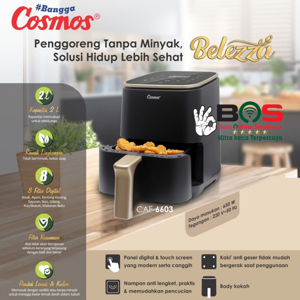 Jual Cosmos Digital Air Fryer 2 Liter CAF 6603 Fitur Digital 8 In 1 CAF ...