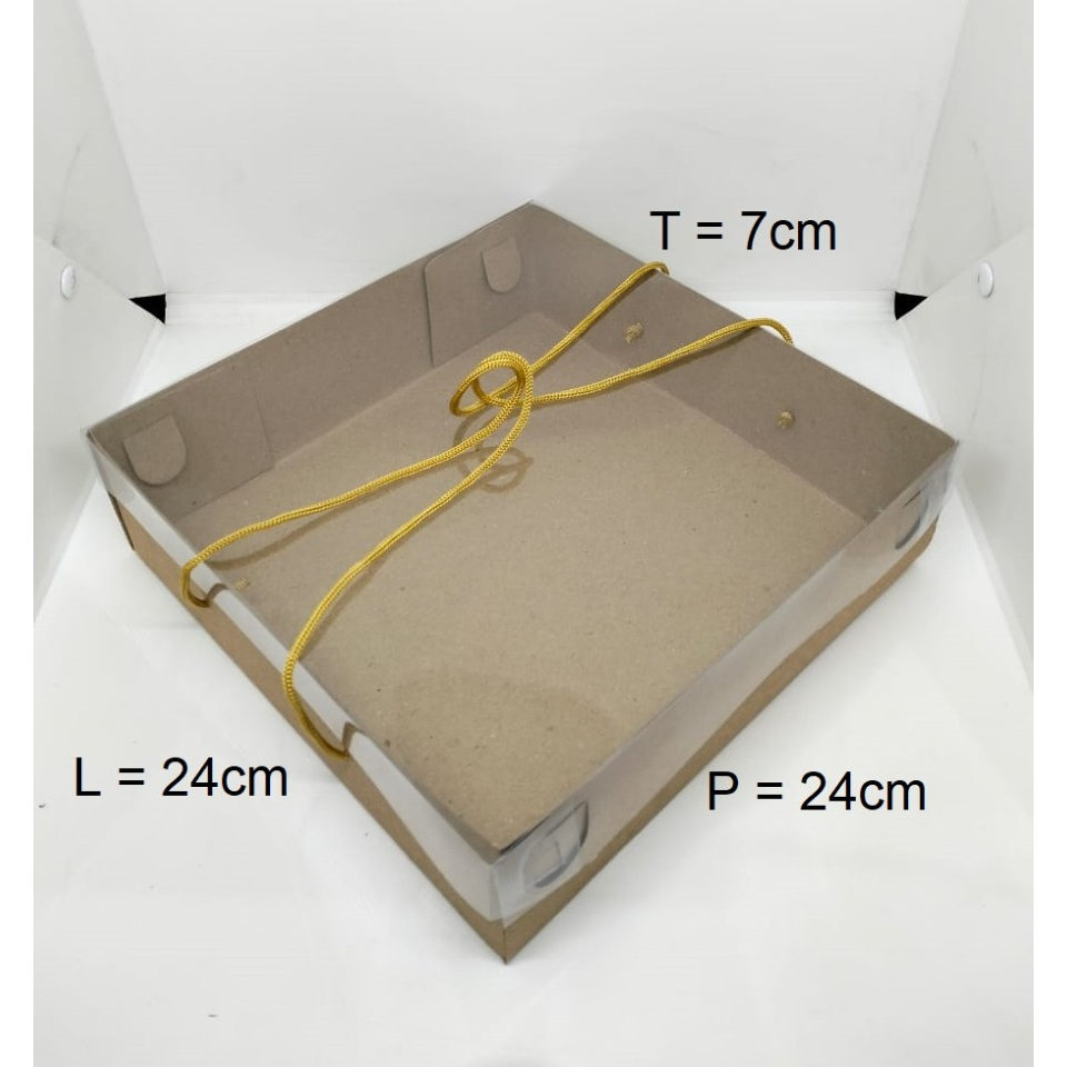 Jual 5 pcs Kotak Box Kraft 24X24X7 CM TUTUP MIKA PAKAI TALI 350 GSM ...