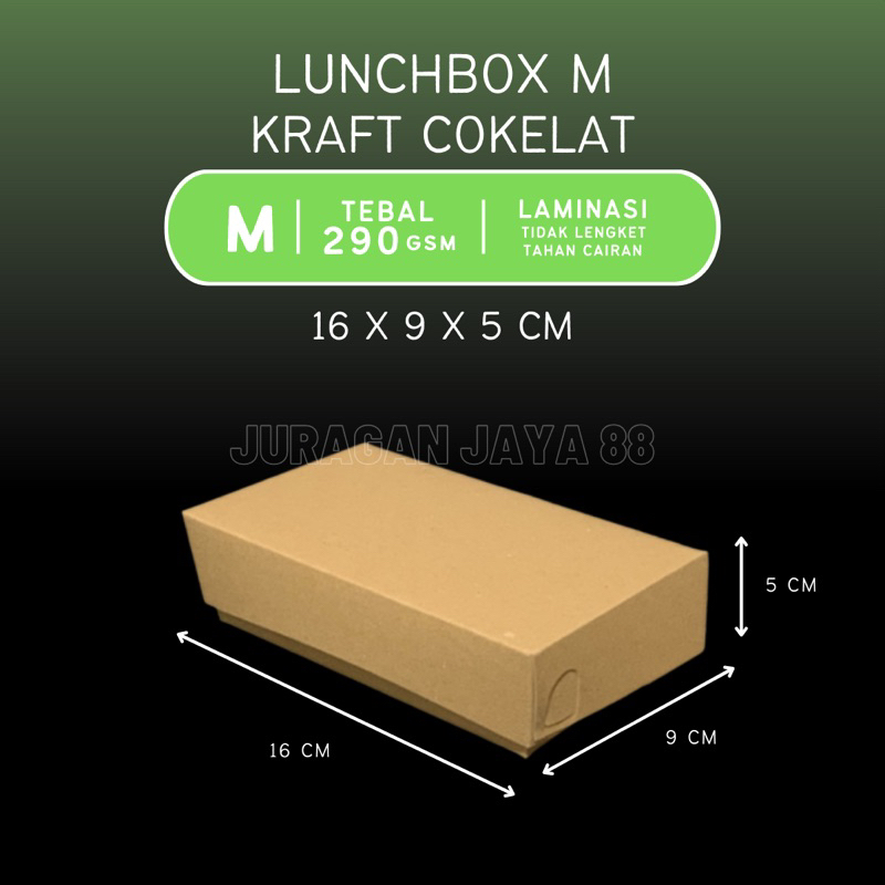 Jual Paper Lunch Box Kotak Makan Ukuran 16x9x5 cm (Lunchbox M / Medium ...