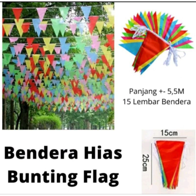 Jual Bendera segitiga renteng merah putih / bendera segitiga renteng warna warni / umbul umbul ...