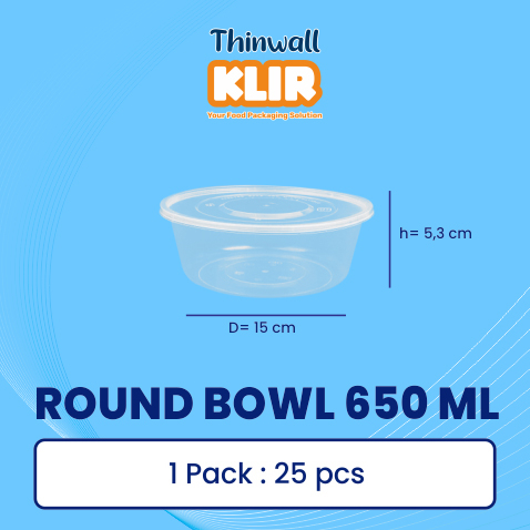 Jual Thinwall Bulat / Mangkok Datar Klir 650 ml / Round Bowl Plastik Makan | Shopee Indonesia