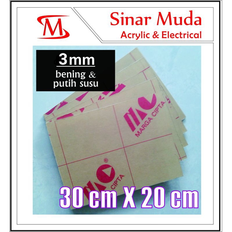 Jual Acrylic Sheet - Akrilik Lembaran 3mm uk. A4 200 x 300 mm Bening dan Putih Susu - Mika ...