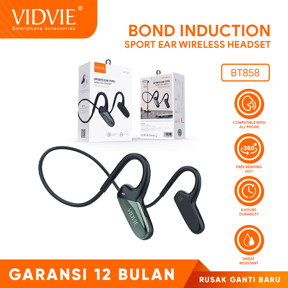 Jual VIDVIE Earphone Bluetooth BT858 Sport Bond Induction Wireless Headset | Shopee Indonesia