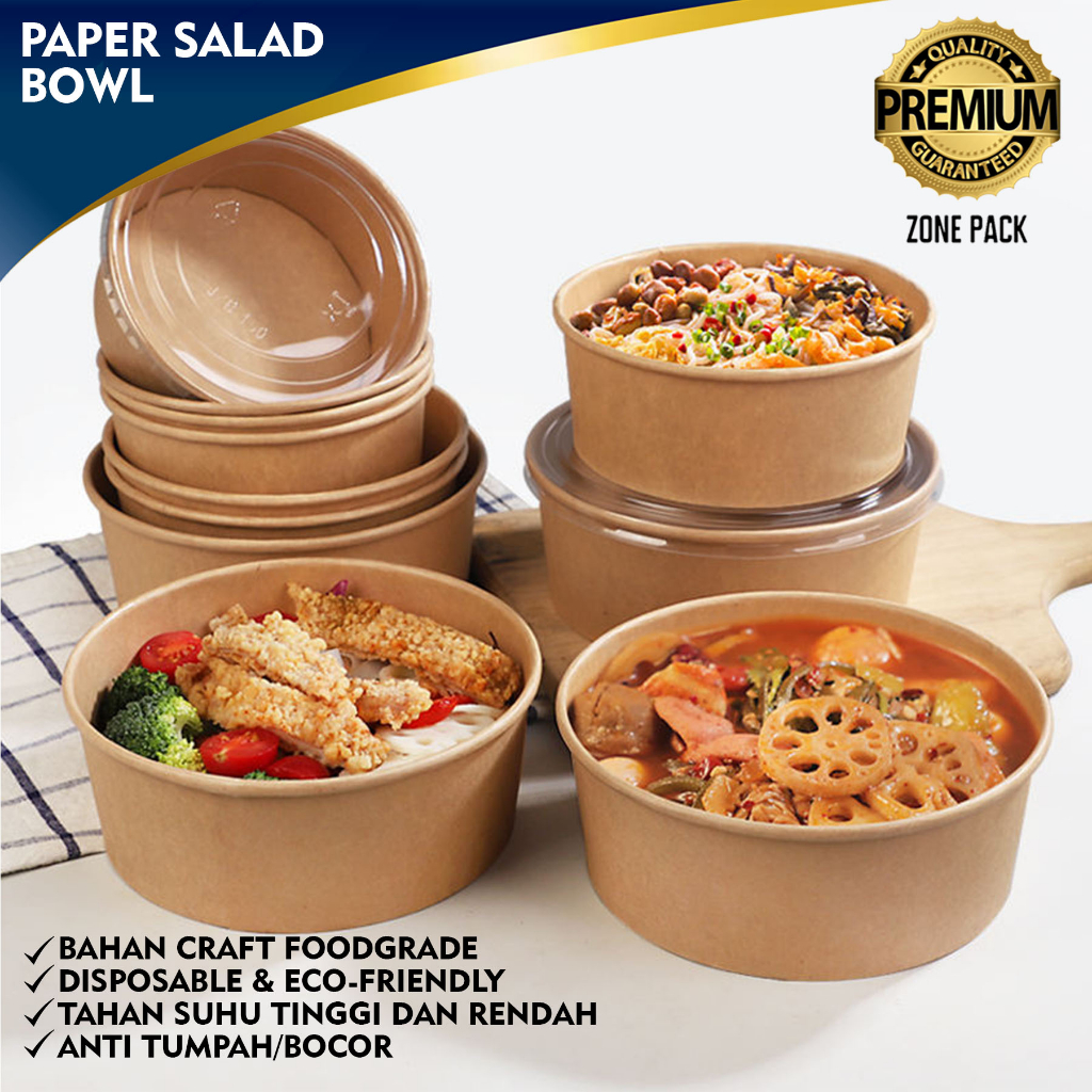 Jual Paper Bowl + Tutup | Paper Bowl Salad | Rice Bowl Paper Mangkok ...