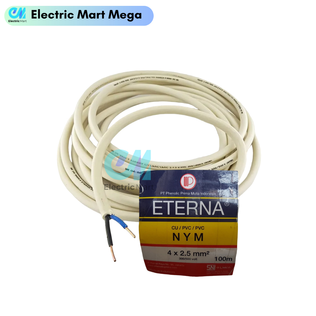 Jual Kabel Eterna NYM 4x2,5 Roll 100 Meter Kabel Listrik Putih 4 Tembaga Kawat Tunggal Engkel 2. ...