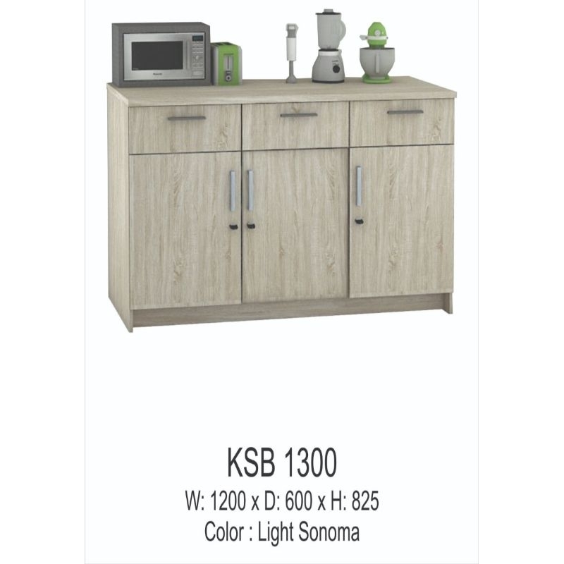 Jual Buffet kitchen set lemari dapur bawah 3 pintu putih Wakanda ...