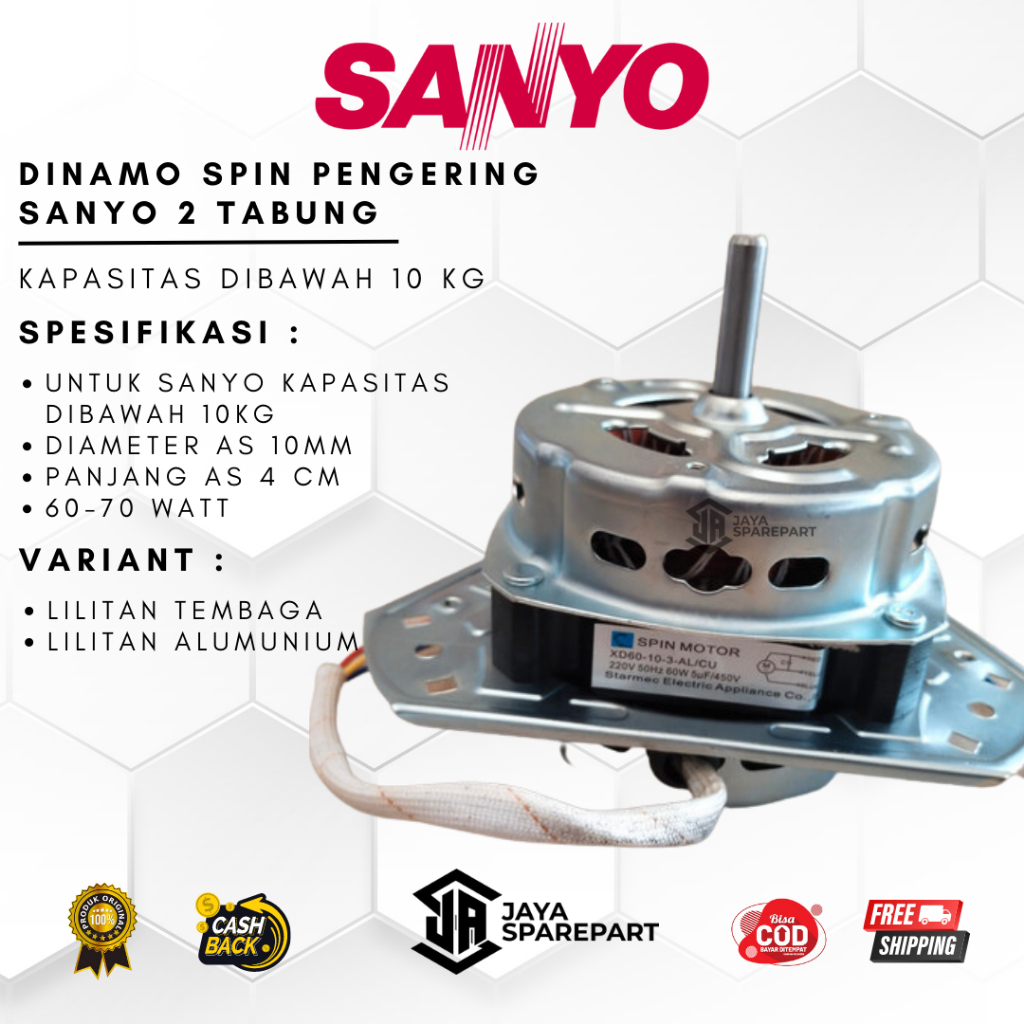 Jual Dinamo Spin Pengering Mesin Cuci SANYO 2 Tabung | Dinamo Mesin Cuci SANYO | Shopee Indonesia