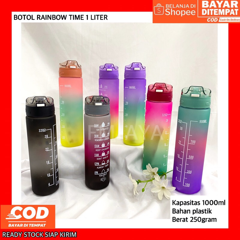 Jual BOTOL RAINBOW TIME 1 LITER || BOTOL MINUM RAINBOW 1000 ML || BOTOL ...