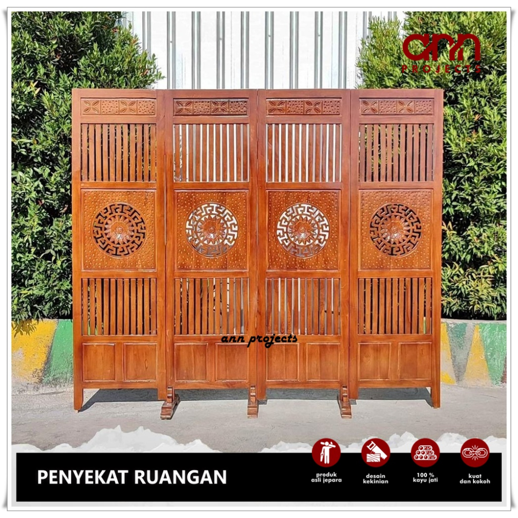 Jual Sekat Partisi Pembatas Ruangan Minimalis Kayu Jati Model Lipat ...