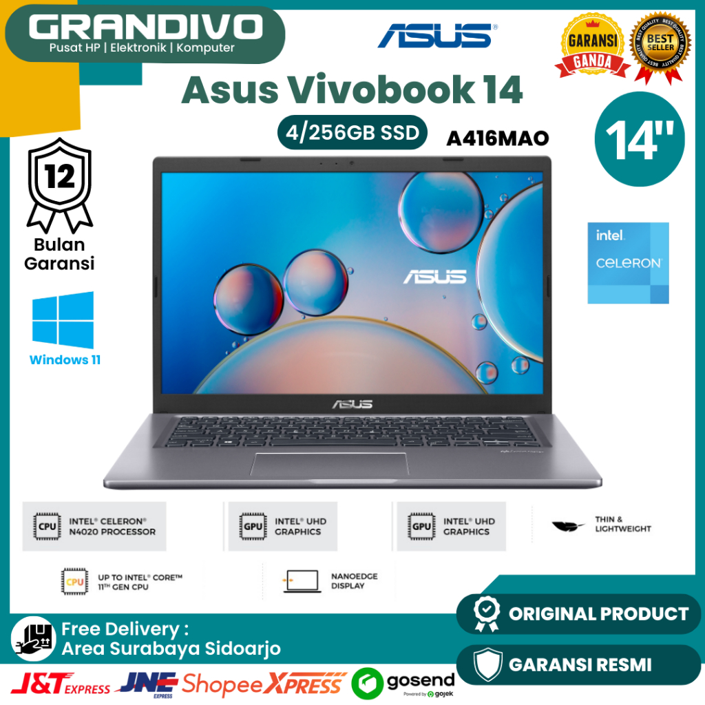 Jual NEW Laptop Asus Vivobook 14 4/256GB A416MAO FHD425 Intel Celeron ...