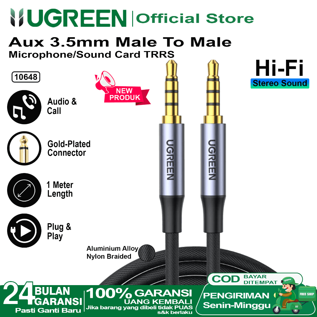 Jual UGREEN Kabel Aux Audio 3.5mm Male To Male Extension 3.5mm Male to Female | Shopee Indonesia
