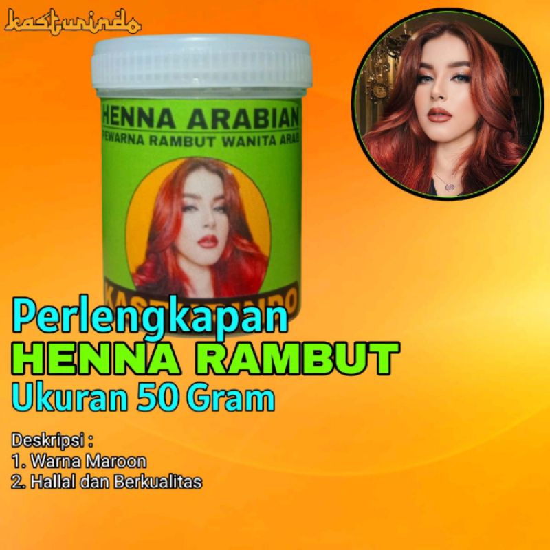 Jual Henna Pewarna Rambut Arab Warna Merah Maroon 50 Gram | Shopee ...