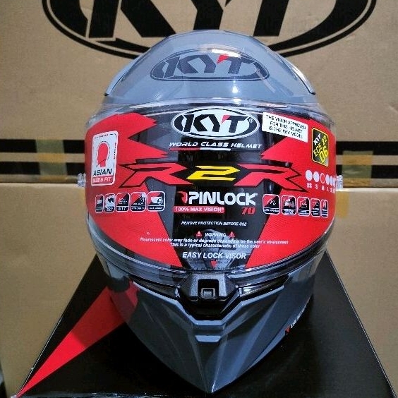 Jual KYT R2R PLAIN GORILLA GREY/ E.06 (ORIGINAL) | Shopee Indonesia