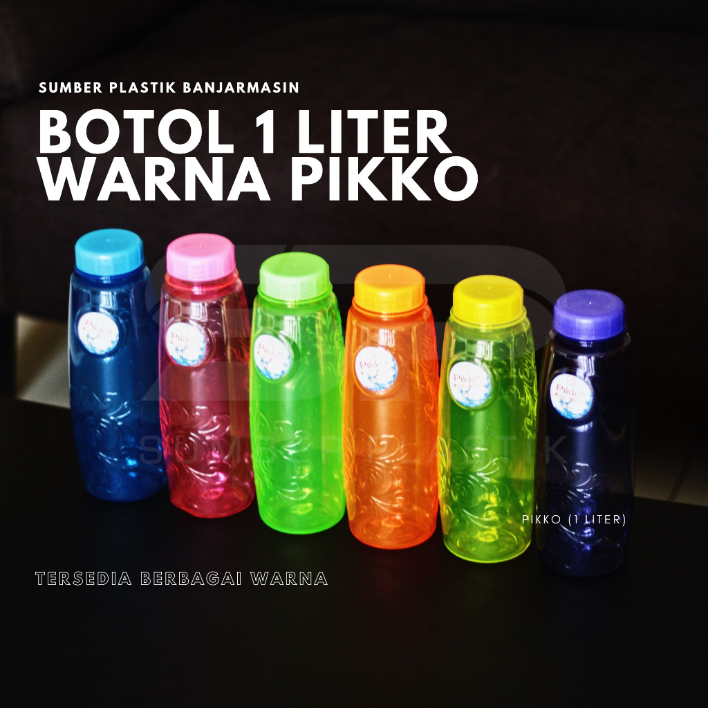 Jual Botol 1 Liter 1000 ml Motif Bunga Pikko Botol Minum Warna Murah ...