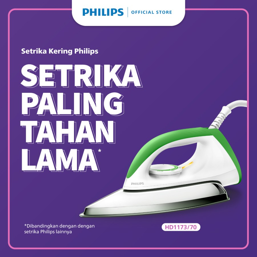 Jual PHILIPS Setrika Kering HD1173/70 Dry Iron Classic Green Hijau ...