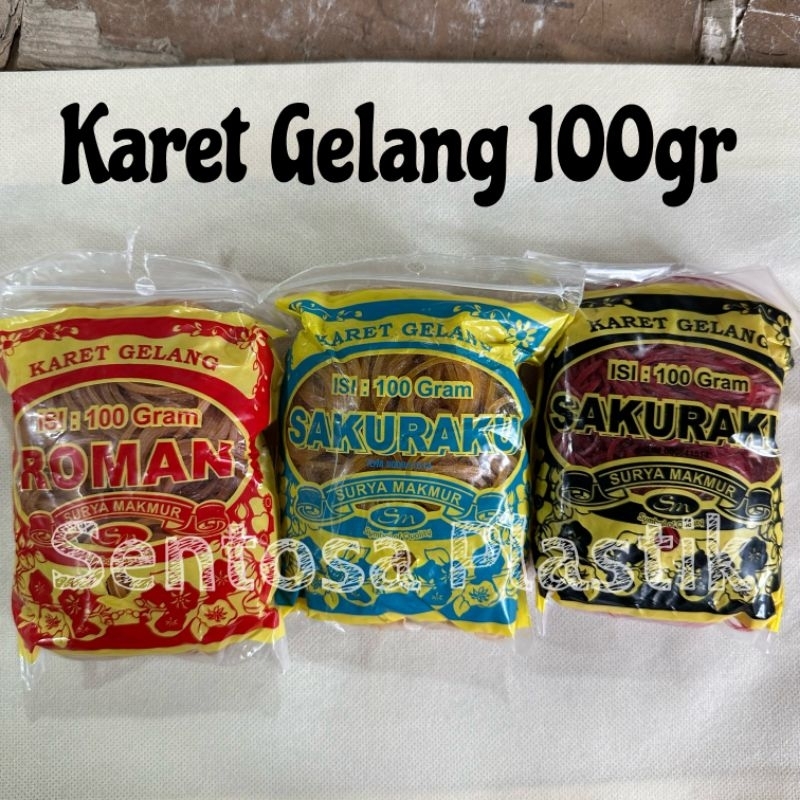 Jual Karet Gelang Merah Kuning isi 100gr / Karet Roman Sakuraku 100gr ...