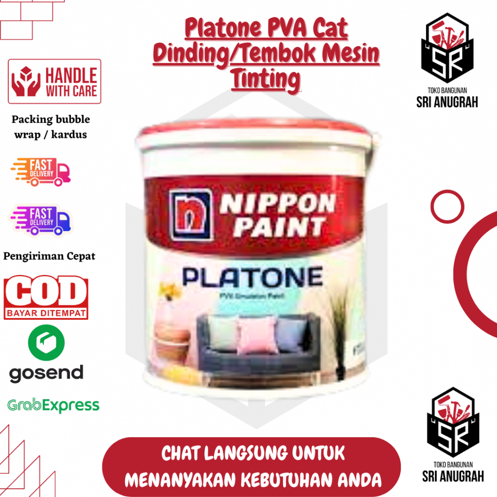 Jual Nippon Paint Platone PVA / Cat Dinding 4,5KG Mesin Tinting ...