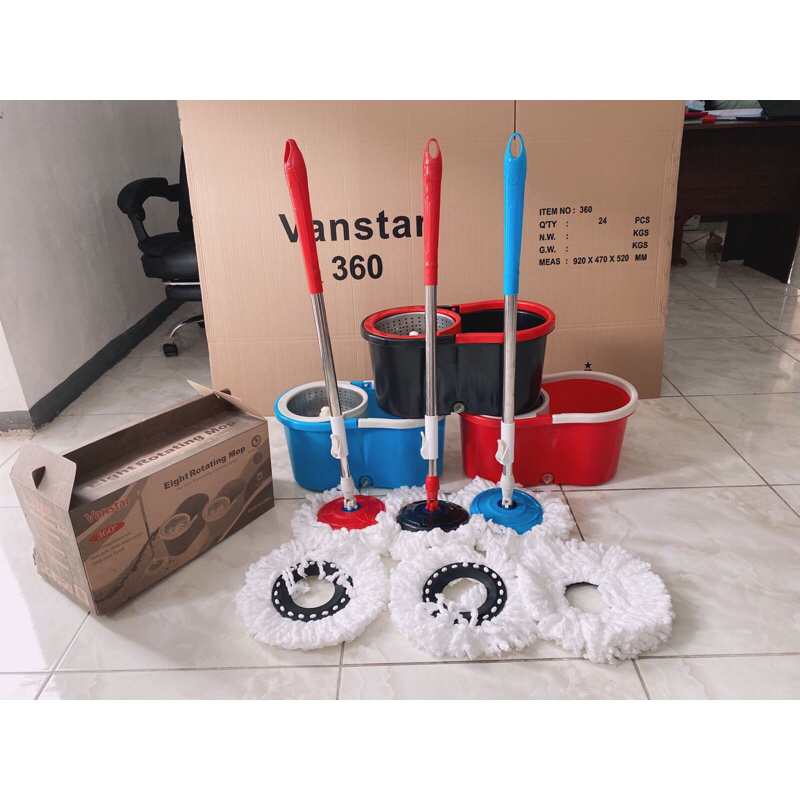 Jual Spin Mop Alat Pel Putar Praktis Pel Lantai Ultra spin mop 2 kain ...