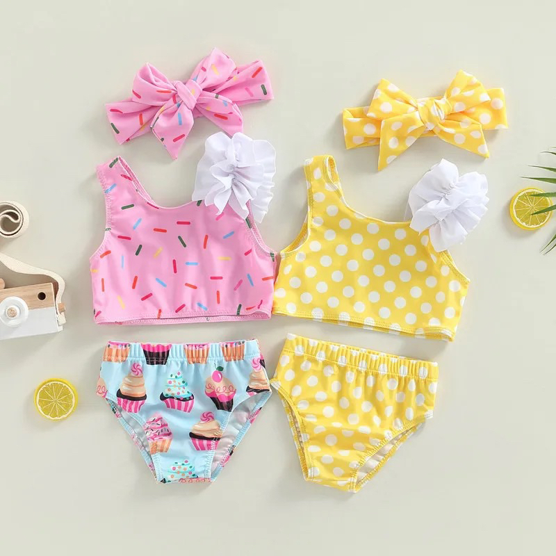 Jual [1-5th] BIKINI ANAK BAYI PEREMPUAN YELLOW POLKADOT BAJU RENANG ...