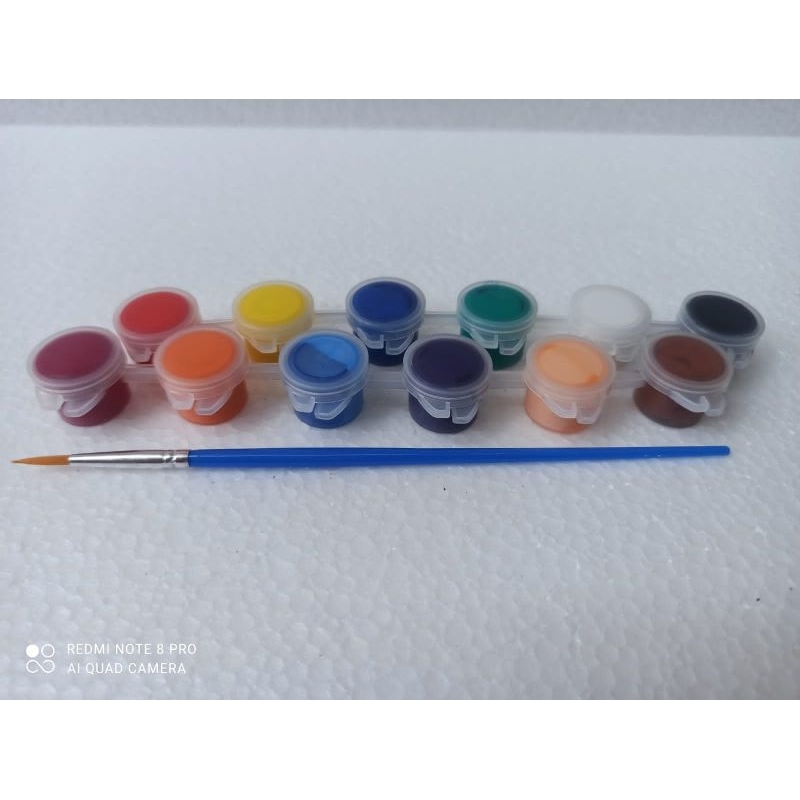Jual Cat air 12 warna dan 1 kuas | Shopee Indonesia
