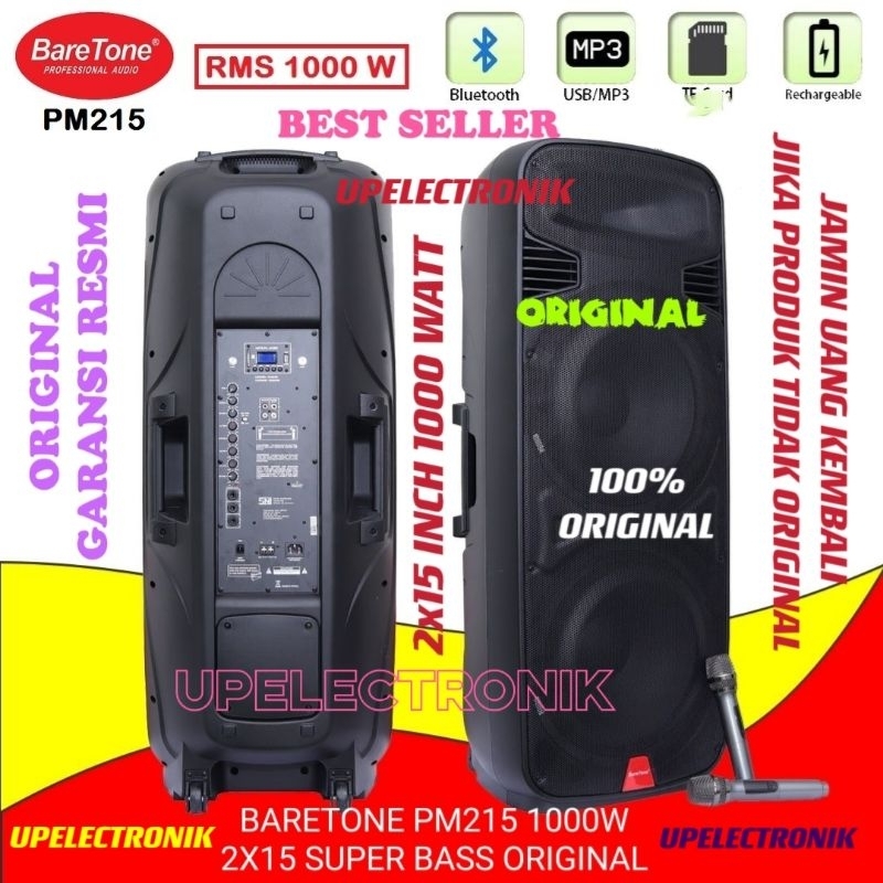 Jual SPEAKER PORTABLE BARETONE PM215 2x15 INCH DOUBLE15 INCH 1000 WATT ...