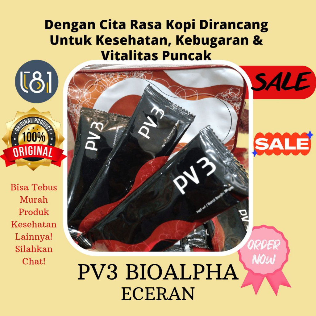 Jual Kopi PV3 Bioalpha Original | Kopi Stamina Pria Kuat Tahan Lama HEMAT ECER 10 SACHET ...