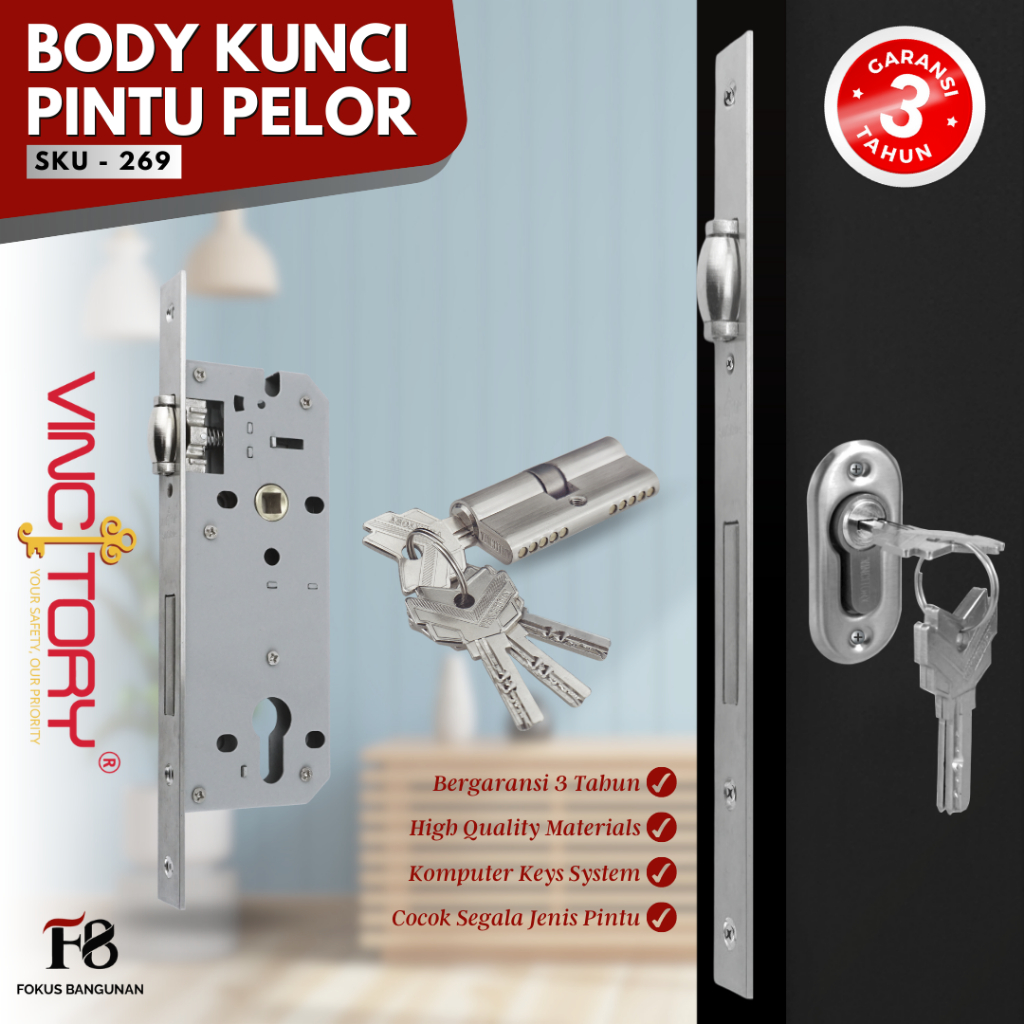 Jual Kunci Pintu PELOR Stainless Komp Keys VINCITORY | Body Kunci Pelor ...