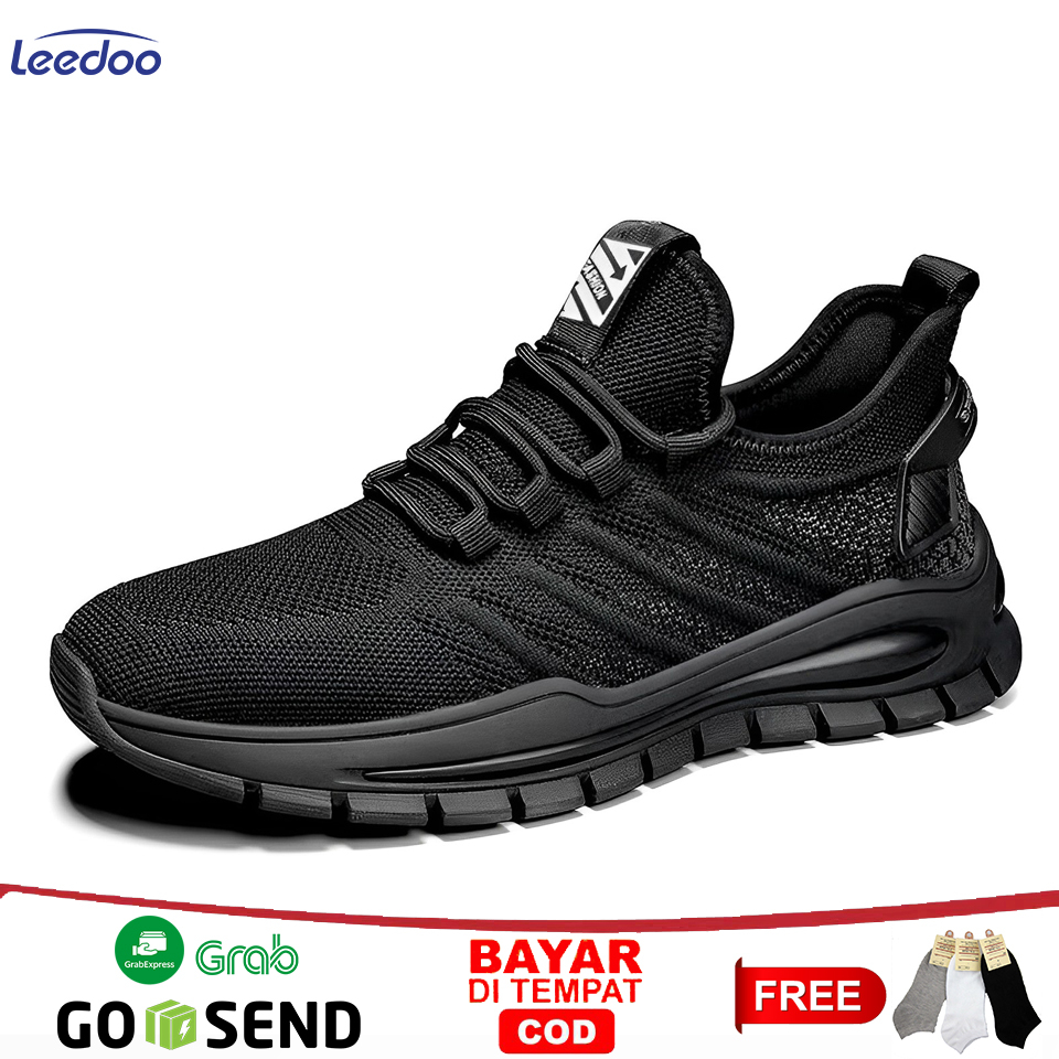 Jual Leedoo Sepatu Cowok Hitam Kekinian Kekinian Running Shoes Sepatu Sneakers Pria Casual MR155 ...