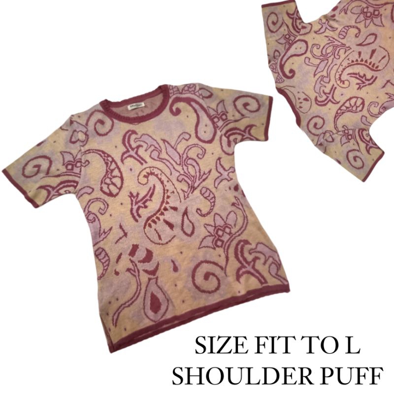 Jual BAJU RAJUT FLORAL Y2K LILAC CREAM UNGU KERAH BULAT ROUNDNECK ...