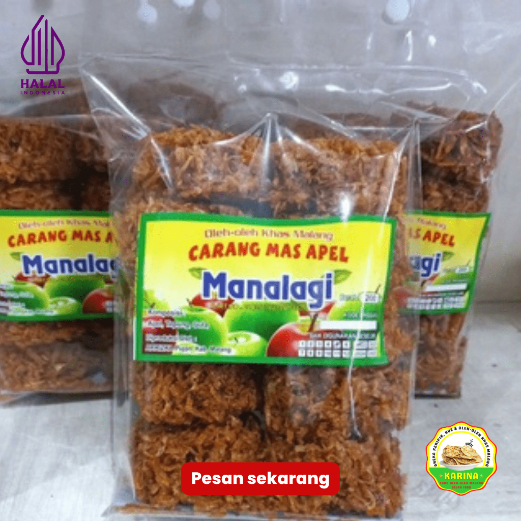 Jual Carang Mas Apel Merk Manalagi | Khas Kota Malang | Camilan Masa ...