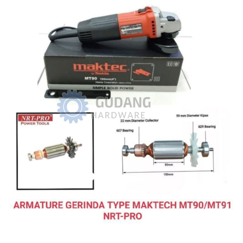 Jual ARMATURE GERINDA MAKTECH MT-90 / MT-91 NRT PRO 100% ORIGINAL PART | Shopee Indonesia