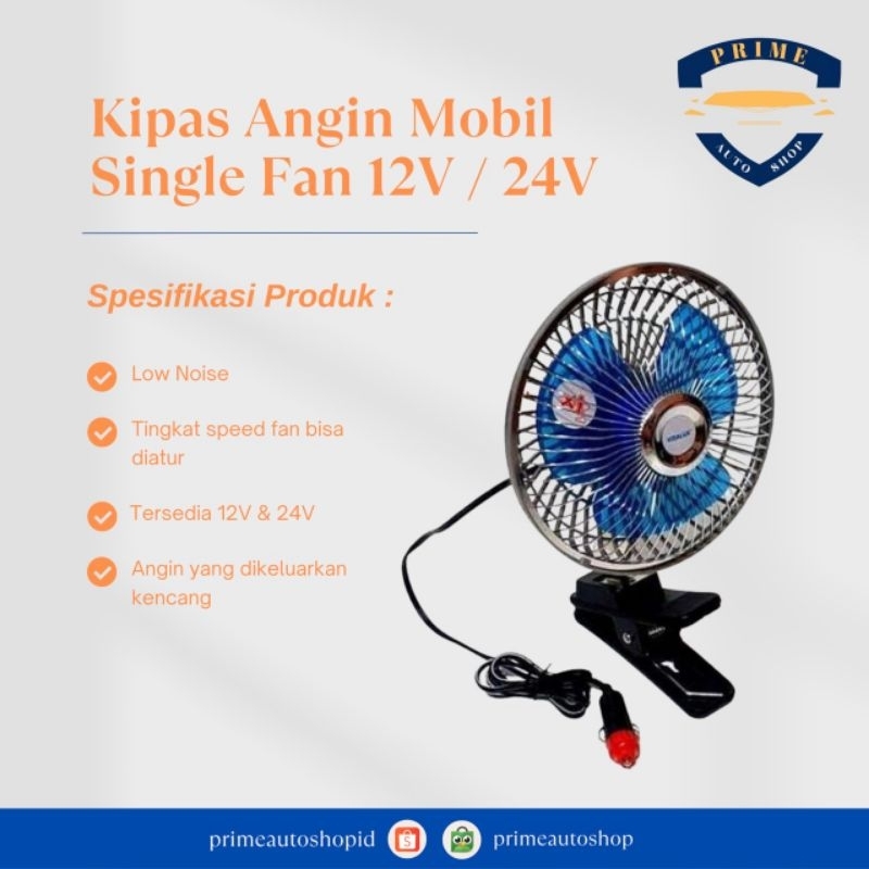 Jual Kipas Angin Mobil Truk Bus Single Fan 6 Inchi 12V 24V | Shopee ...