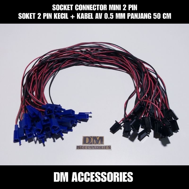 Jual SOKET 2 PIN KECIL SOCKET CONNECTOR MALE & FEMALE + KABEL AV 0.5MM ...