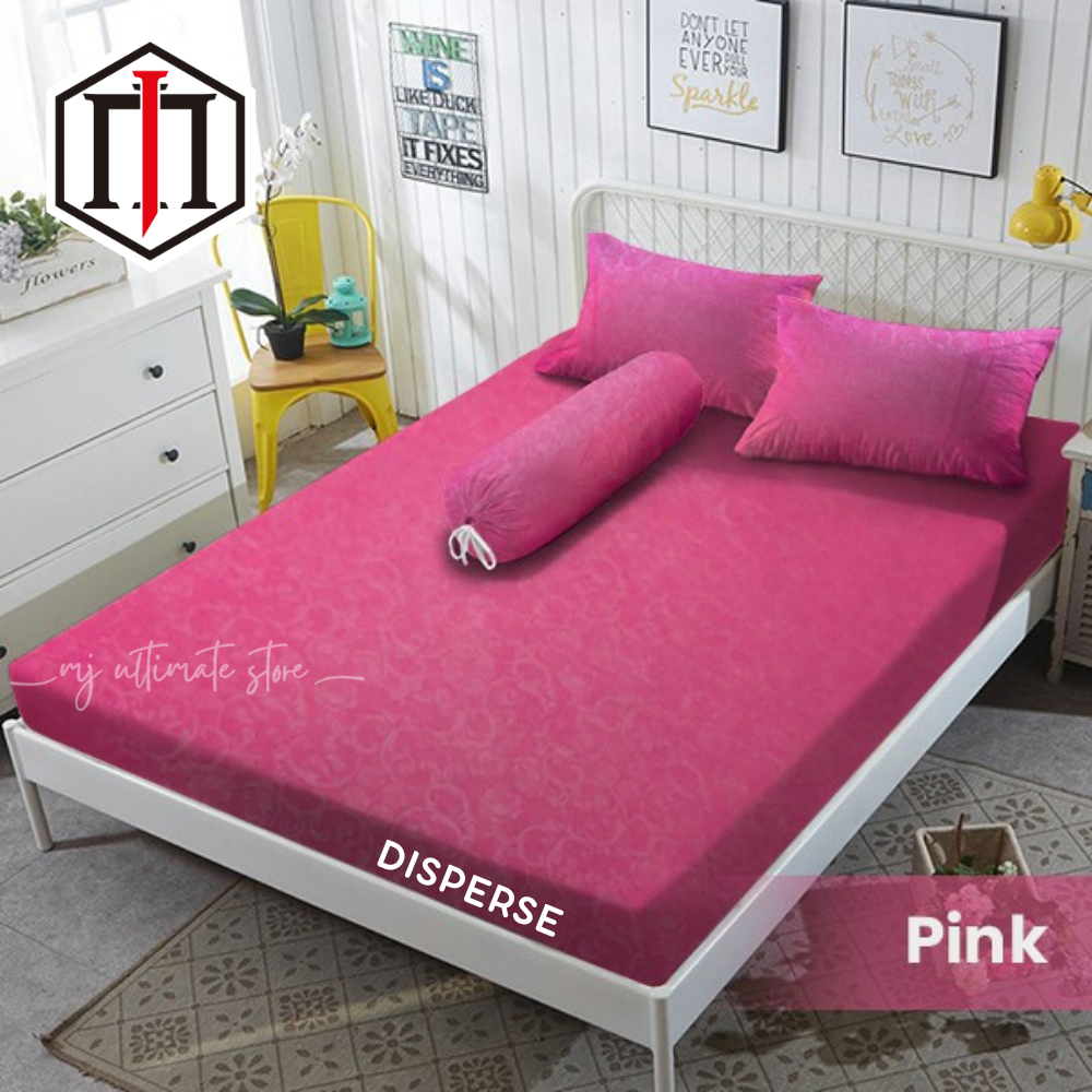 Jual Sprei Aesthetic Polos Emboss Pink Bonus 2 Sarung Bantal dan 1 ...