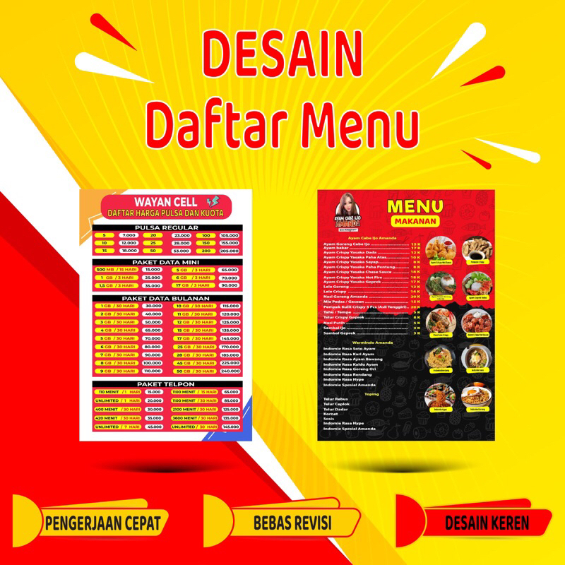 Jual Desain Design Daftar Menu Makanan Daftar List Harga | Shopee Indonesia