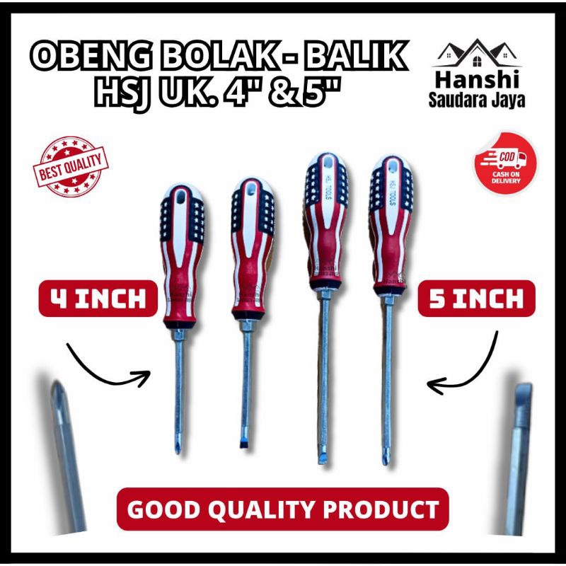 Jual Obeng Bolak Balik Amerika 4 inch 5 Inch / Obeng 2 Way USA 4 inch 5 ...