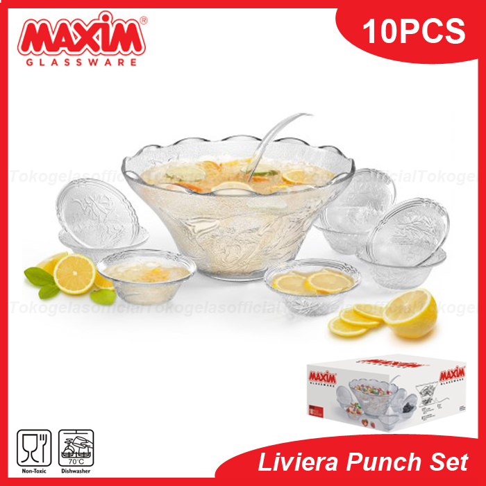 Jual MAXIM Punch Set Mangkok Es Besar - Wadah Kaca - Mangkok Minuman ...