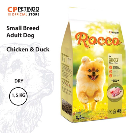 Jual Rocco Chicken & Duck Small Breed Adult Dog Food Dry 1,5kg | Shopee ...