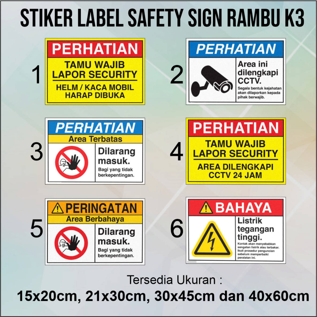 Jual Stiker Label Safety Sign Rambu K3 Stiker Area Terbatas Dilarang ...