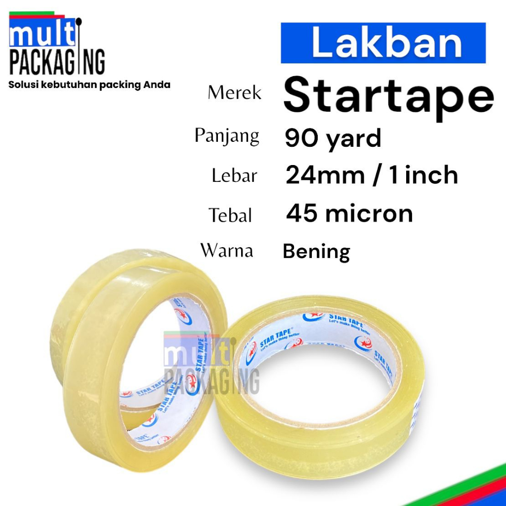 Jual Lakban Bening / OPP Star Tape Uk 24mm x 90 Yard x 45 micron ...