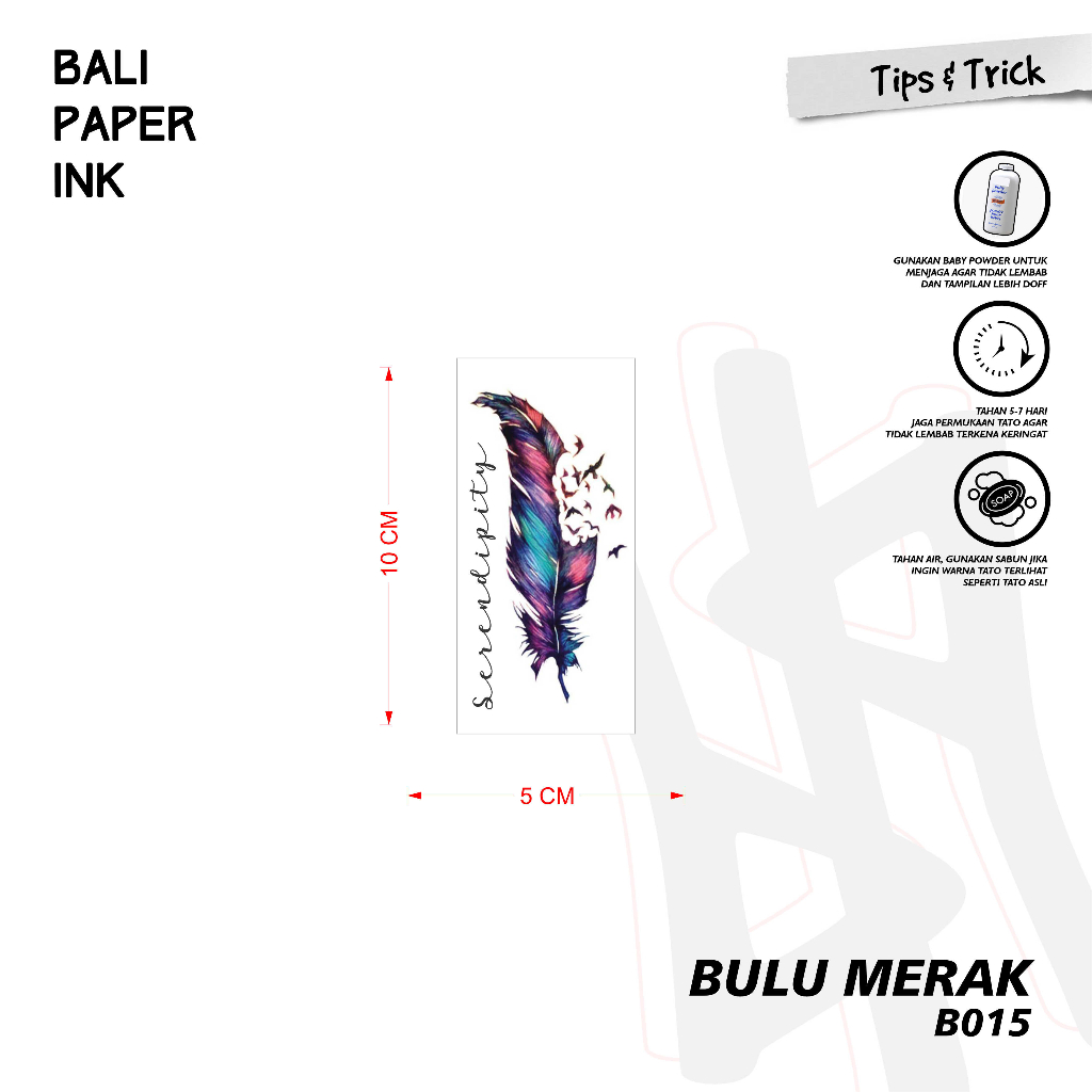 Jual Bali Paper Ink B015 Bulu Merak Tatto Temporary Basic Tato Temporer ...