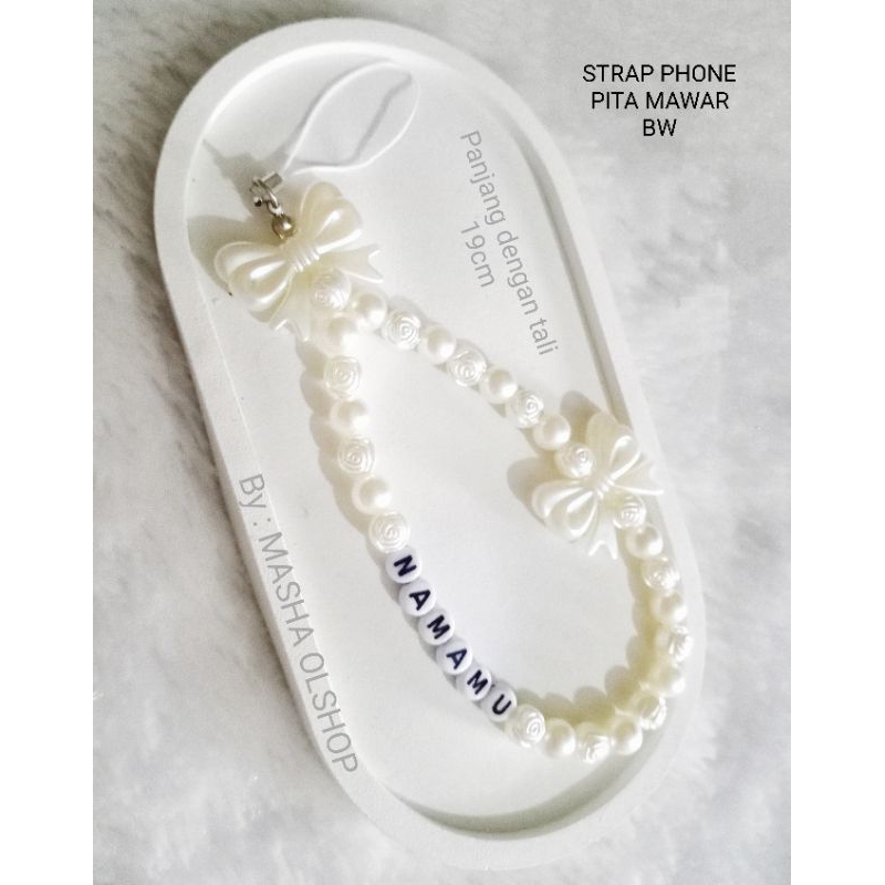Jual Strap phone Tali Hp Gantungan Key chain Pita Ribbon Pearl Black ...