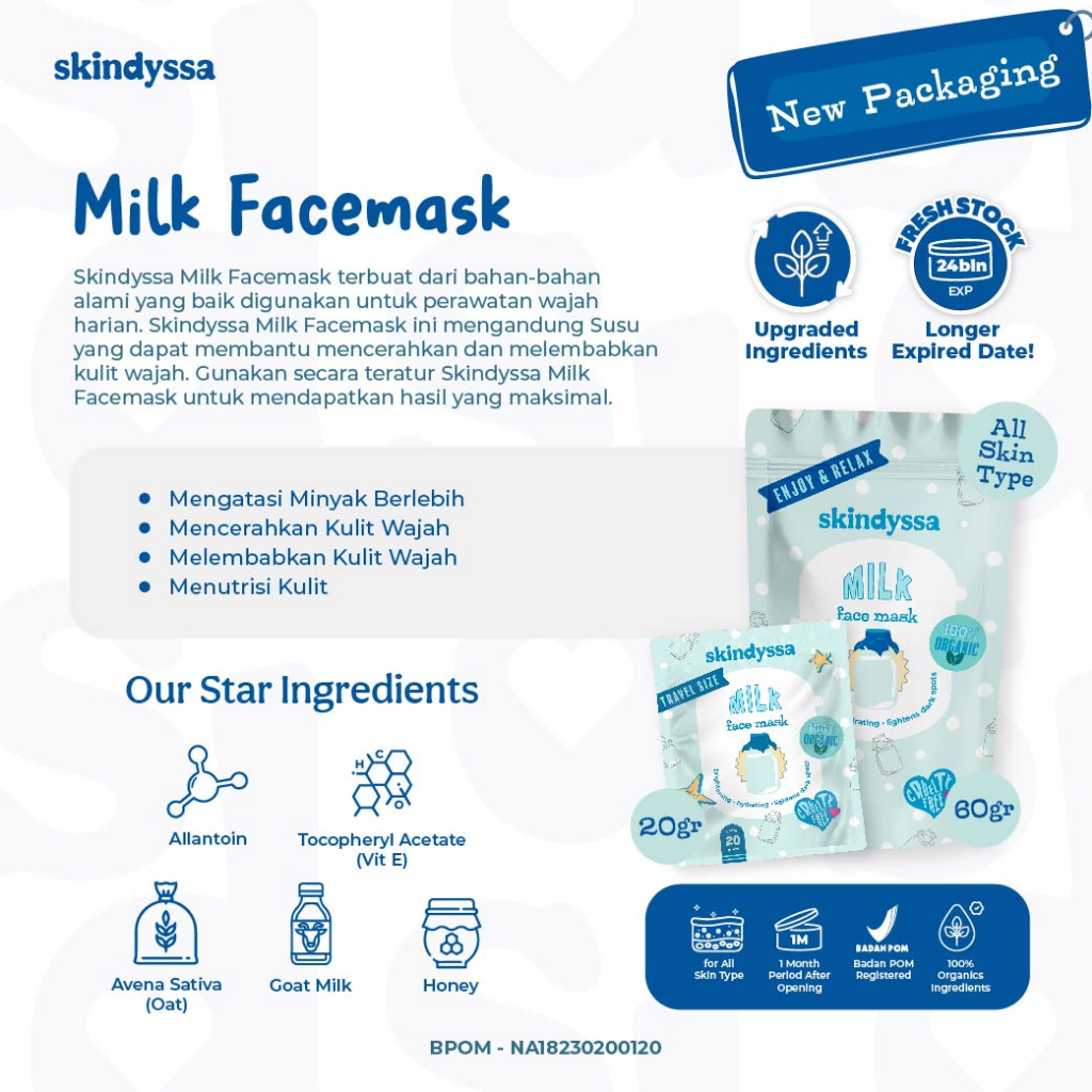 Jual Daisy Organic - Skindyssa - Milk | Face Mask | Masker Organik ...