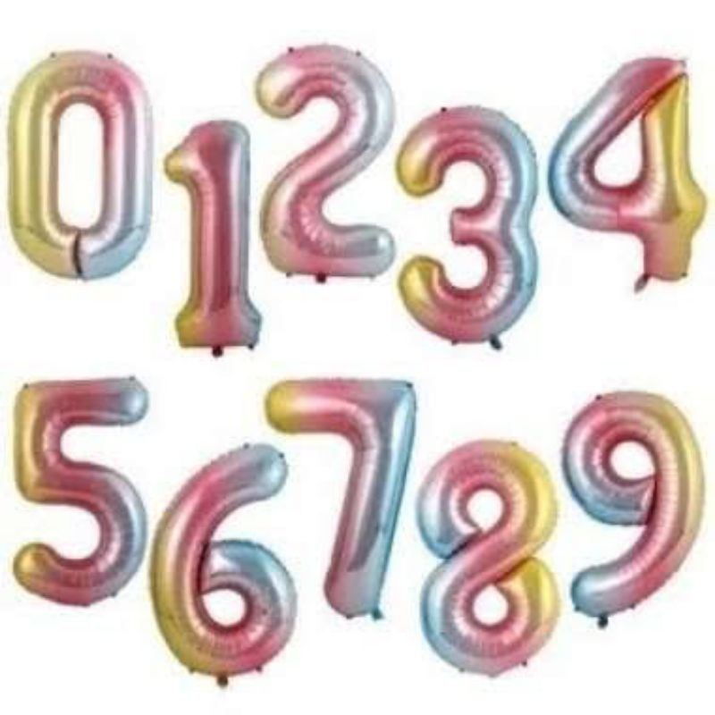 Jual Balon angka rainbow 80cm jumbo | balon angka 80cm rainbow | balon ...